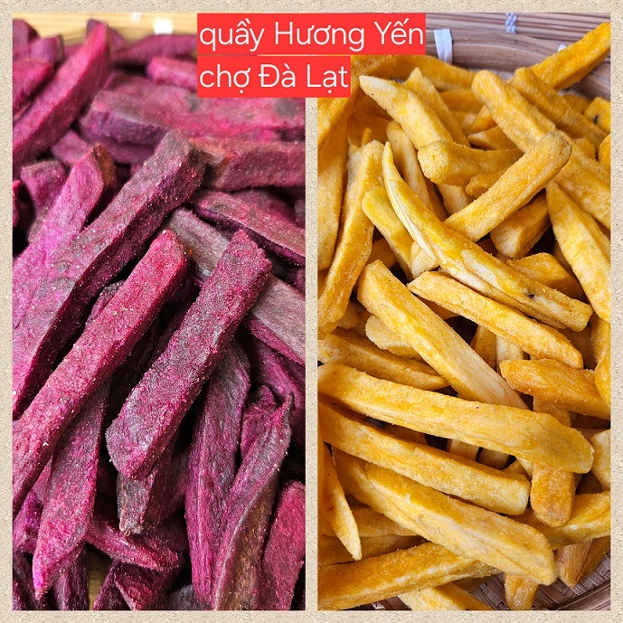 Khoai lang Đà Lạt sấy giòn, khoai lang cọng sấy giòn - đặc sản Đà Lạt quầy Hương Yến chợ Đà Lạt ...
