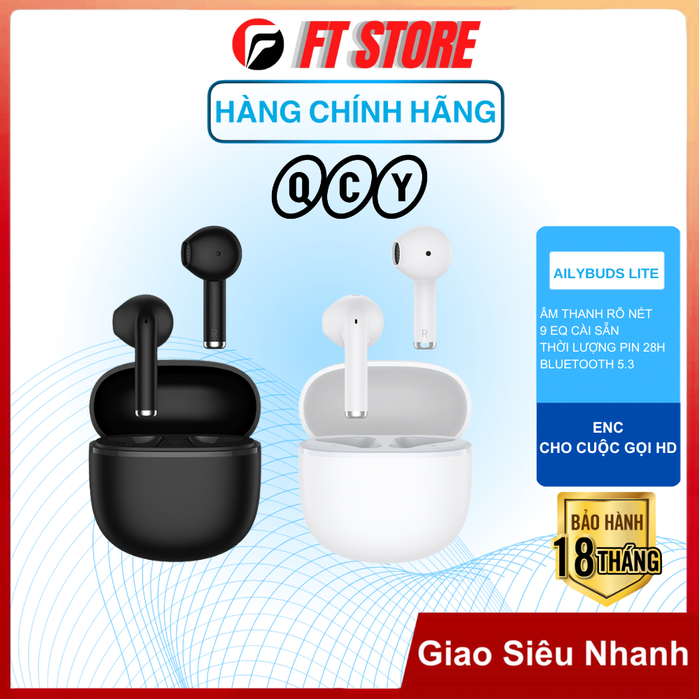Tai nghe QCY AILYBUDS LITE, thiết kế semi-in-ear, công nghệ ENC, bass ...