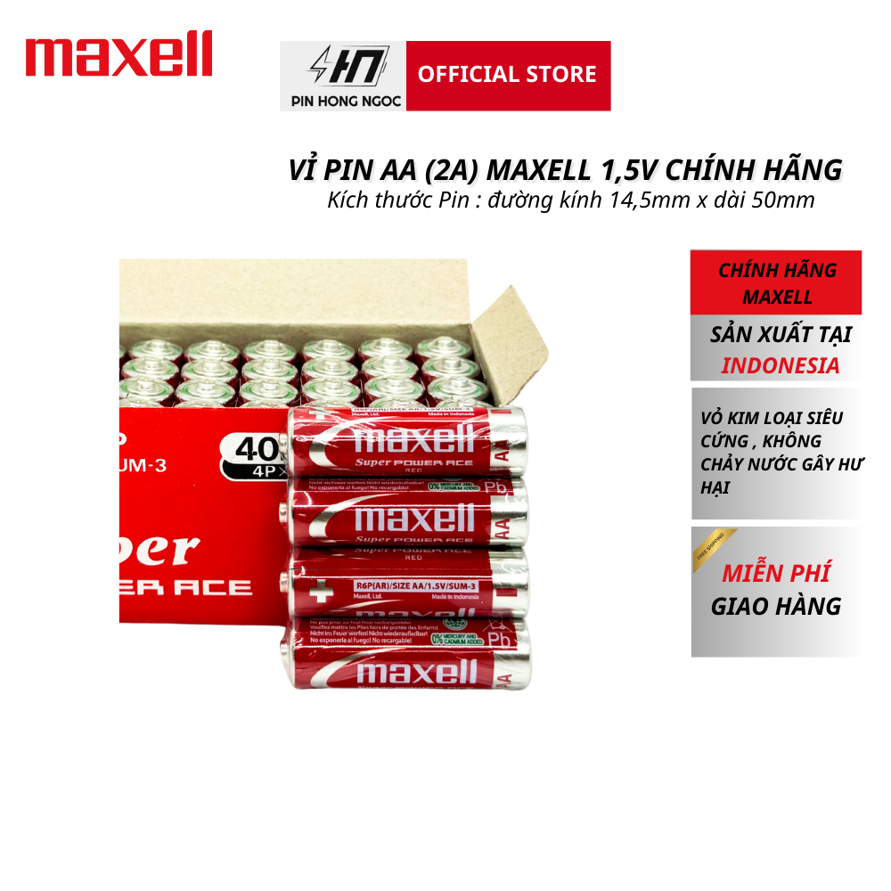 Pin AA Maxell 1,5V R6P (AR) 4P sản xuất tại Indonesia - Hàng chính hãng ...