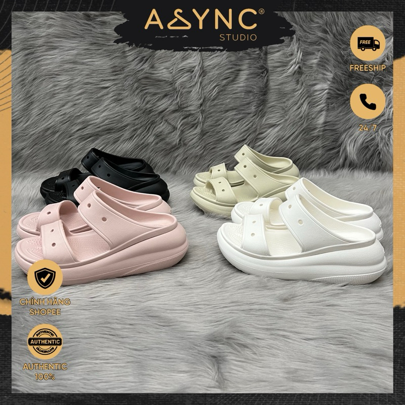 (Auth) Dép Cross Xăng Đan Sandals Crush Classic 2 Quai Nữ Màu Trắng Đen Hồng Kem Bone Đế Cao 7cm ...