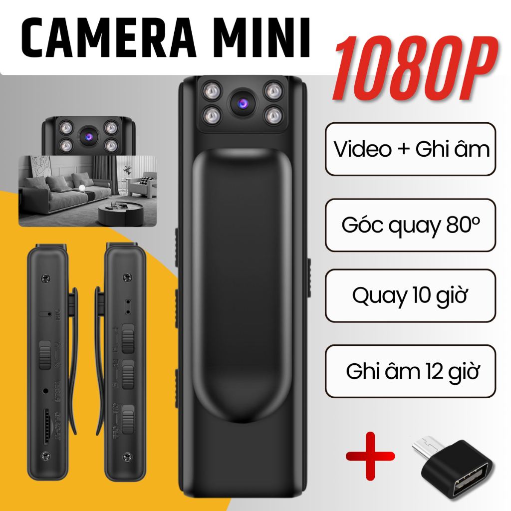 Camera cài áo mini du lịch – Máy quay mini 1080p Full HD, camera hành ...