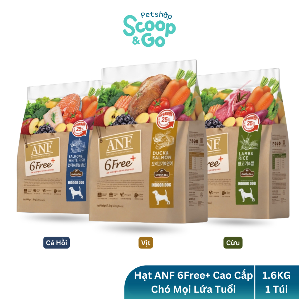 Thức Ăn Hạt ANF 6Free+ Hữu Cơ Cao Cấp Cho Chó (400g-1.6kg x 1 Túi ...