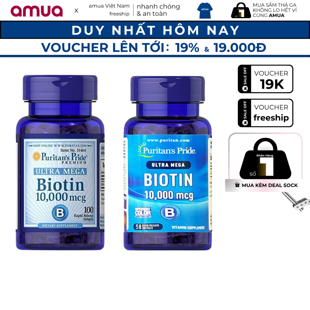 Viên Uống Biotin Mọc Tóc Ultra Mega 10000mcg Puritan’s Pride của Mỹ (Hộp 100 viên) | Shopee Việt Nam