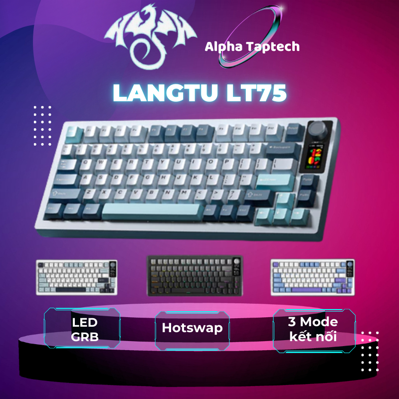 Bàn phím cơ không dây LANGTU LT75 màn hình LED điện tử, LED RGB, hỗ trợ ...