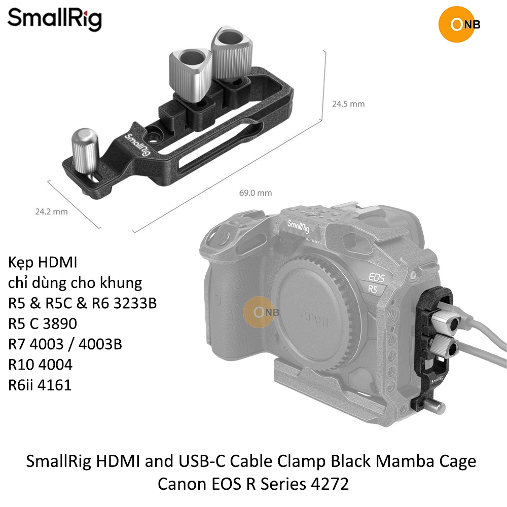 SmallRig HDMI and USB-C Cable Clamp Black Mamba Khung Canon EOS R ...