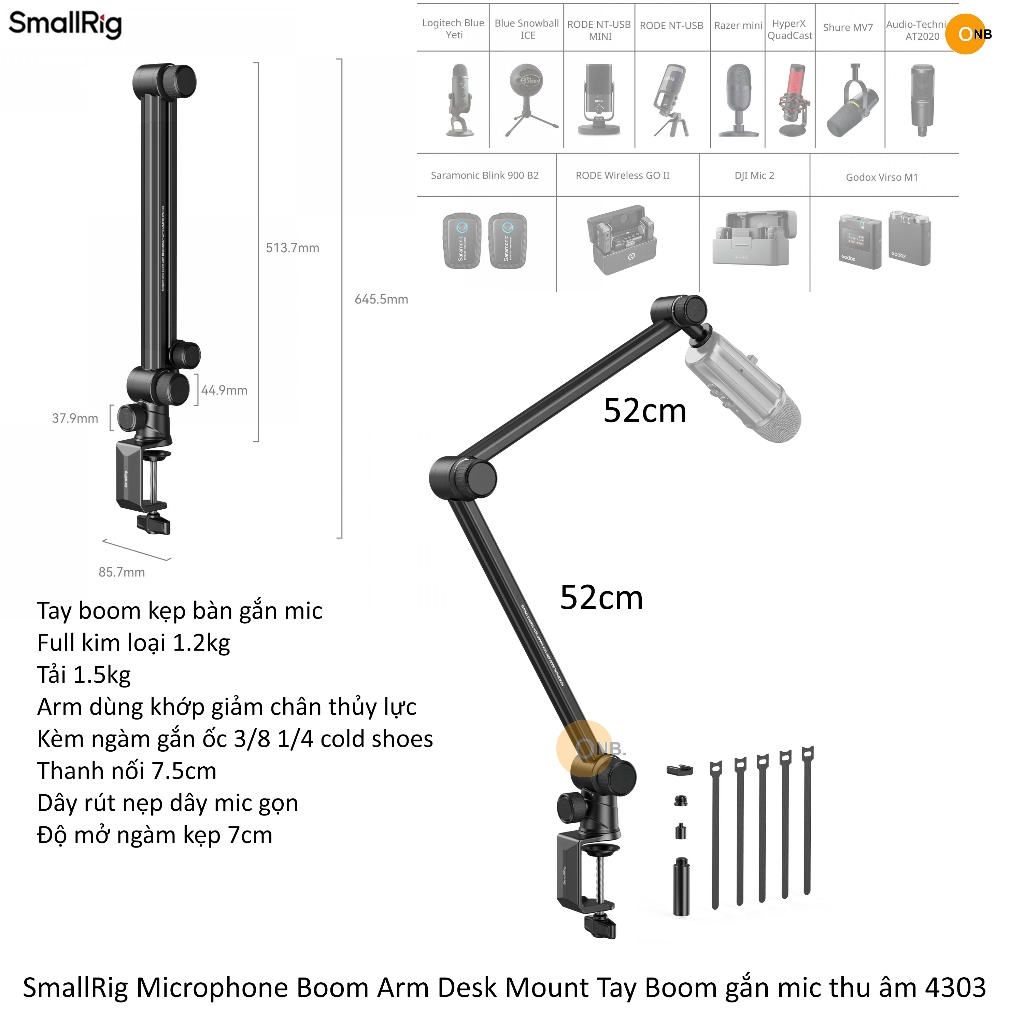 SmallRig Microphone Boom Arm Desk Mount Tay Boom gắn mic thu âm 4303 ...