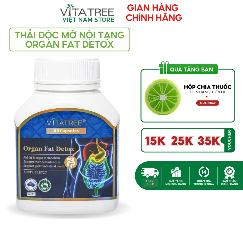 Thải độc mỡ nội tạng Vitatree Organ Fat Detox hỗ trợ giảm cân thanh lọc ...