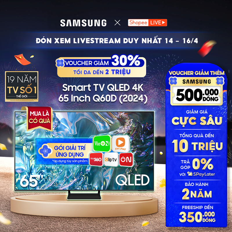 [Shopee - Lắp đặt 0Đ HN HCM] - [Livestream] Smart Tivi Samsung QLED Q60DAKXXV - Miễn phí lắp đặt ...