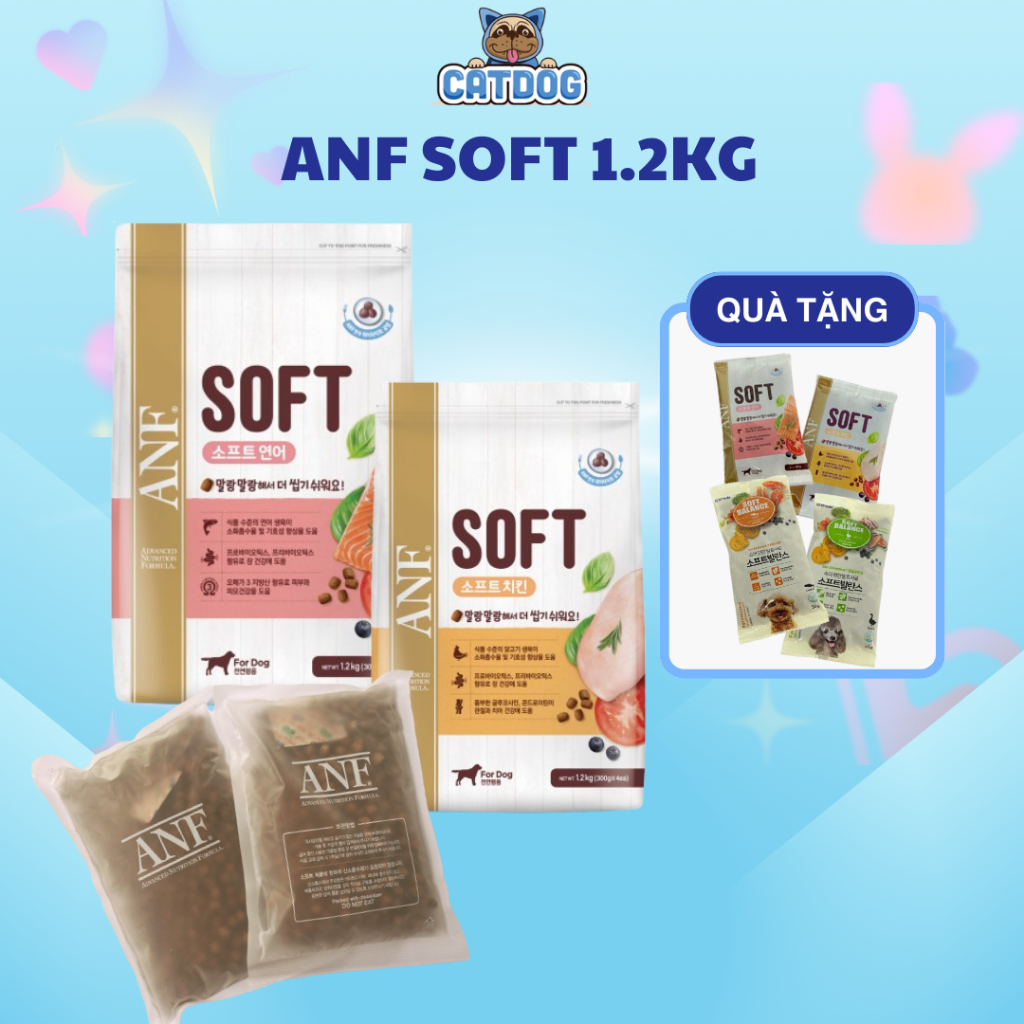 Thức ăn cho chó dạng hạt mềm ANF SOFT 2 vị gà & cá hồi 300g | Shopee ...