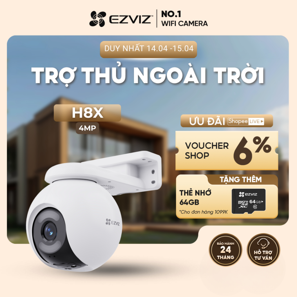 Camera Wi-fi EZVIZ H8x 2K+, Quay Quét 360, Ghi Hình Màu Thông Minh ...