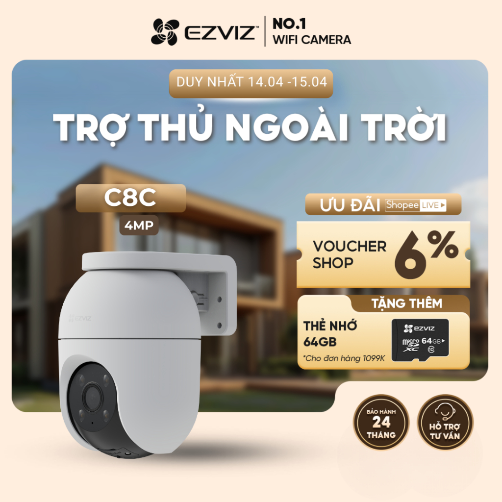 Camera WI-FI Ngoài trời EZVIZ C8c 4MP Ghi hình màu ban đêm, Đàm thoại 2 ...