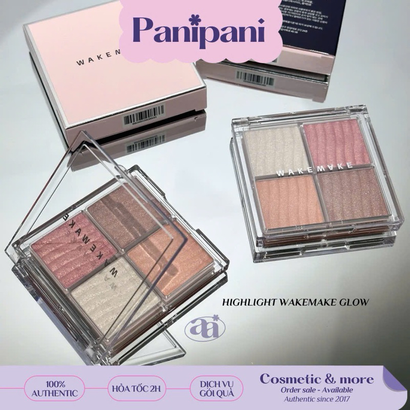 Bảng highlight 4 ô Wakemake - Glow palette | Shopee Việt Nam