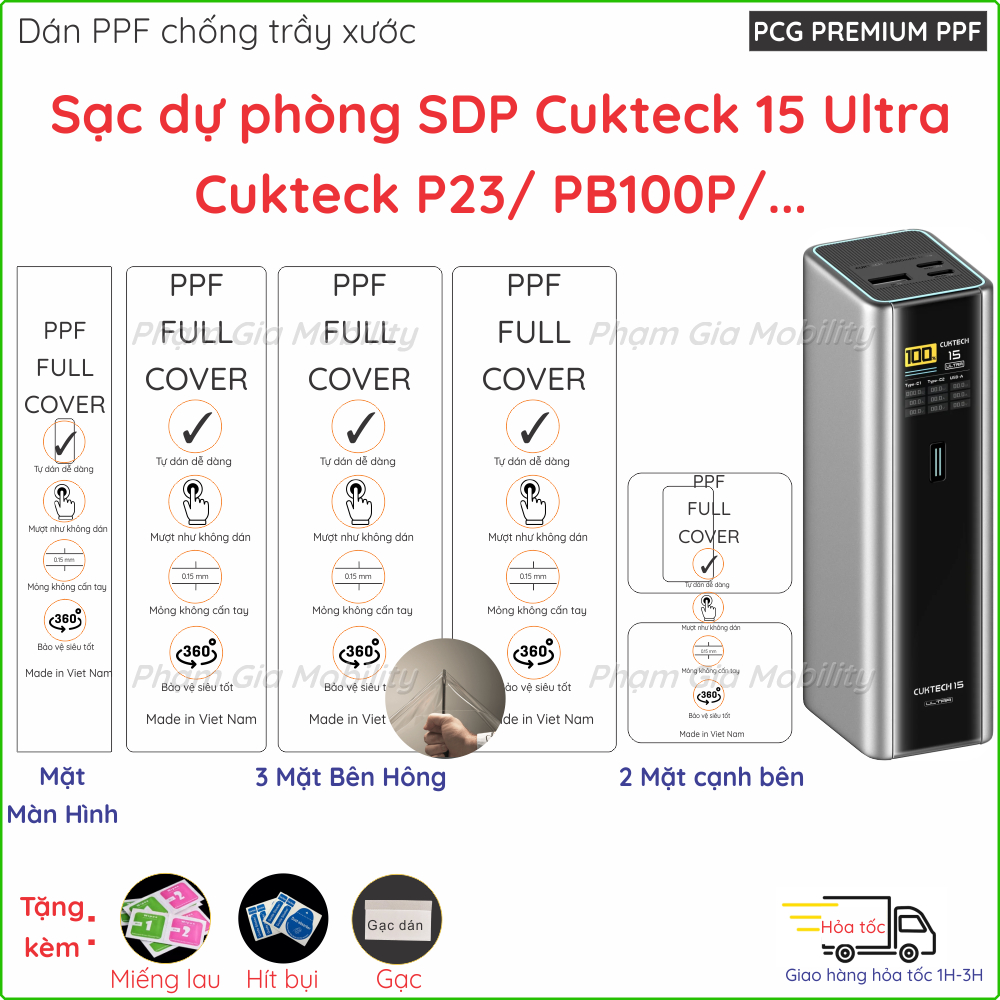 Dán PPF cho sạc dự phòng Cuktech 15 Ultra/ P23/ 10 Plus Mini PB150P ...