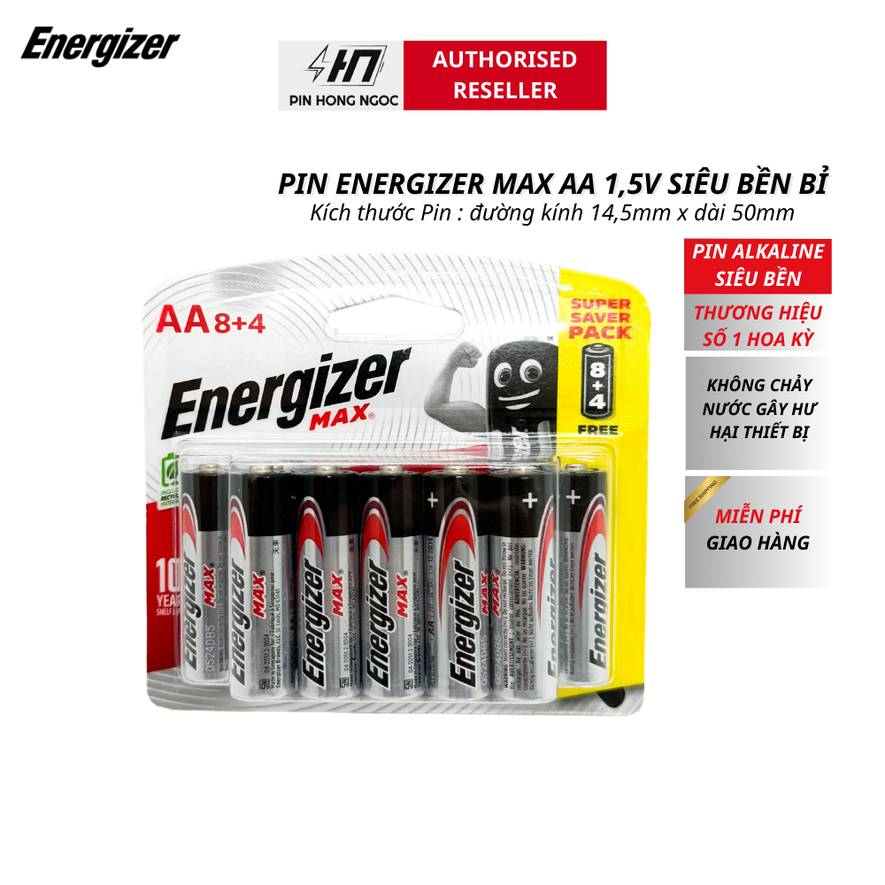 Pin AA Energizer Max E91 BP8+4 - Vỉ 8 Tặng 4 | Shopee Việt Nam