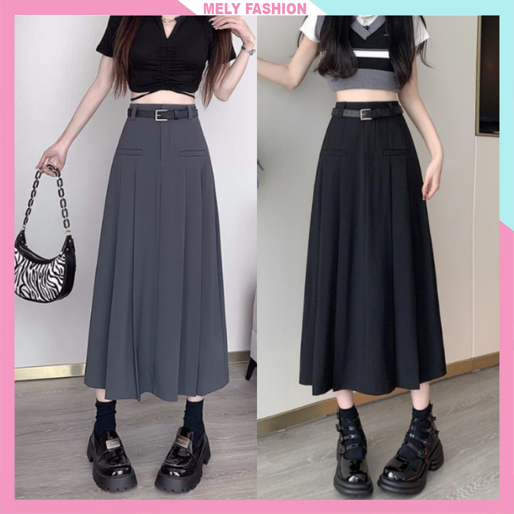 Chân váy xếp ly dáng dài Mely Fashion cạp cao chữ A tôn eo hách dáng ...
