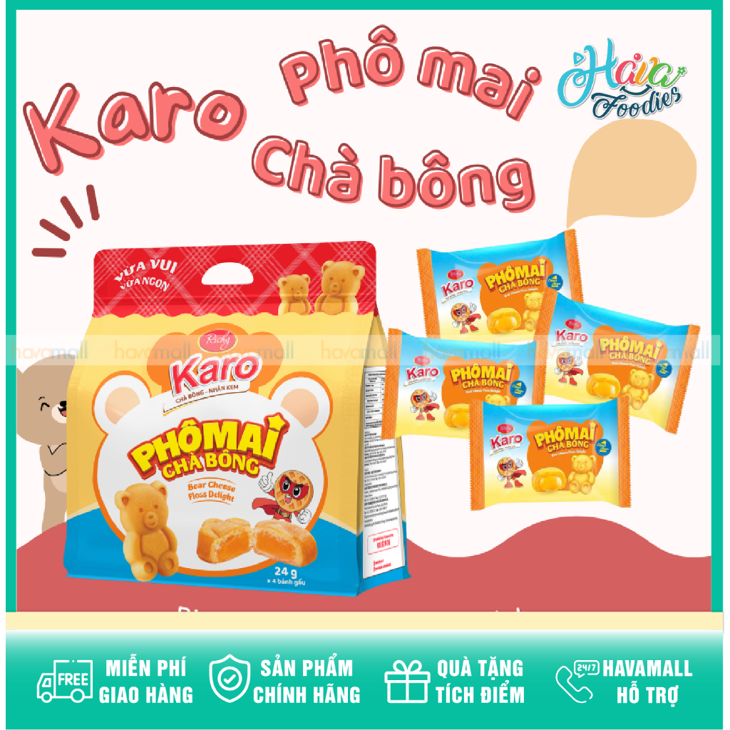 Bánh Waffle Karo Gấu Nhân Chà Bông Phô Mai 192g (4x48g) – Karo Bear ...