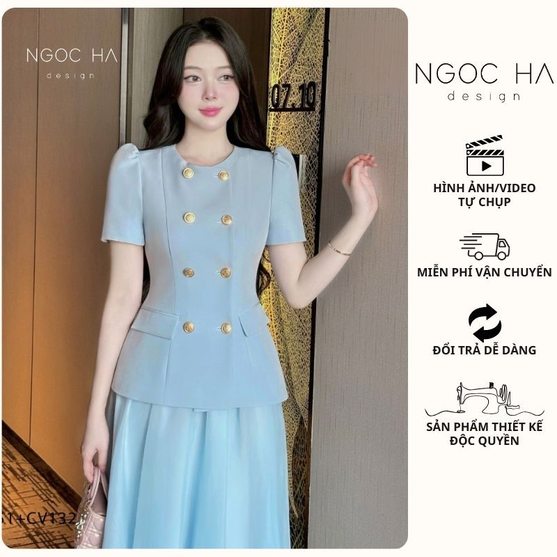 Áo Vest Nữ, Áo Vest Công Sở Jenni Top - Áo Vest Thiết Kế Cổ Tròn Đính Cúc NGOC HA Design A1051 ...