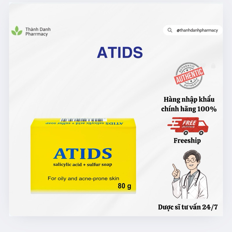 Xà Phòng Tắm ATIDS Soap 80g - Giảm Mụn Lưng, Giúp Làm Sạch Da | Shopee ...