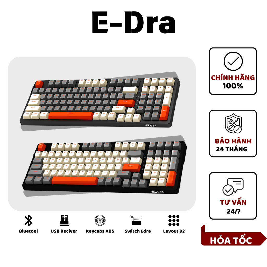 Bàn Phím Không Dây E-DRA EK398L 'Beta (White + Gray) / Alpha (Gray ...