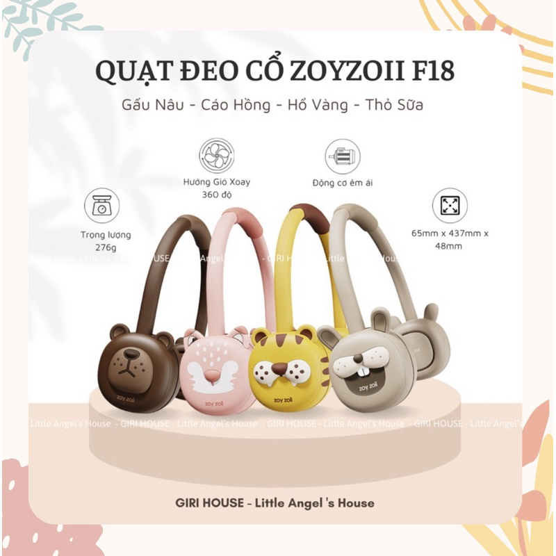 (Hàng sẵn) Quạt đeo cổ cho bé với 3 mức độ gió ZoyZoii, Tích Điện Không Cánh ZOYZOII F18 3 Cấp ...