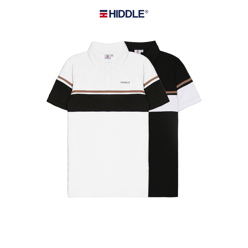Áo polo nam trắng đen kẻ sọc nâu HIDDLE vải cotton cá sấu thoáng mát ...