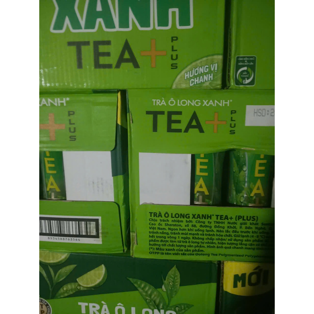 Thùng 24 chai Trà ô long xanh/ Olong Đào Trái cây nhiệt đới Tea Plus ...
