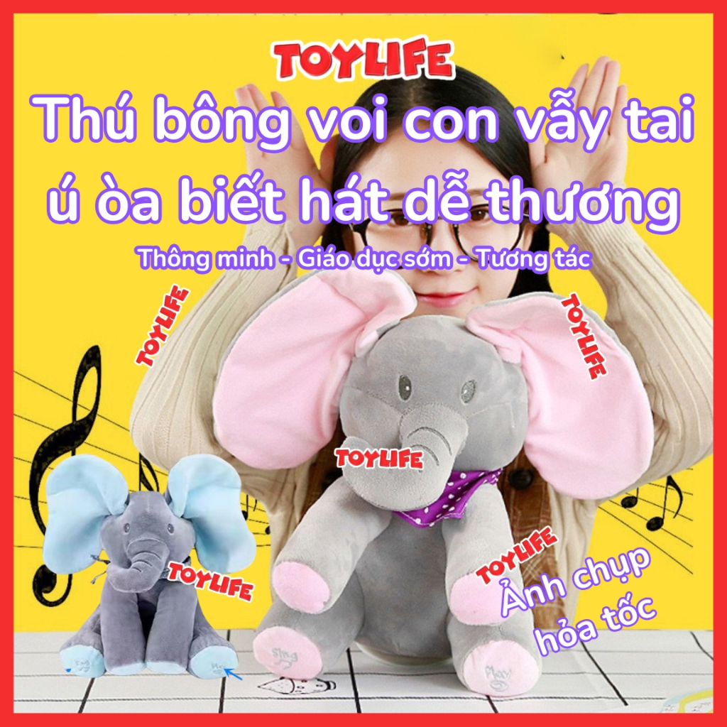 Thú bông voi con vẫy tai ú òa biết hát dễ thương cho bé đồ choi con voi ...