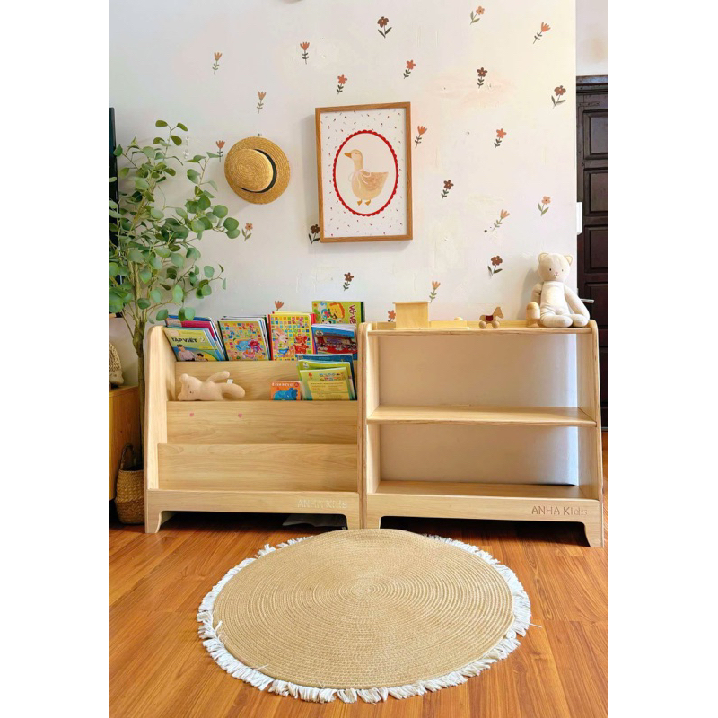 ANHA KIDS Combo kệ sách Montessori mầm non và giáo cụ Montessori cho bé ...