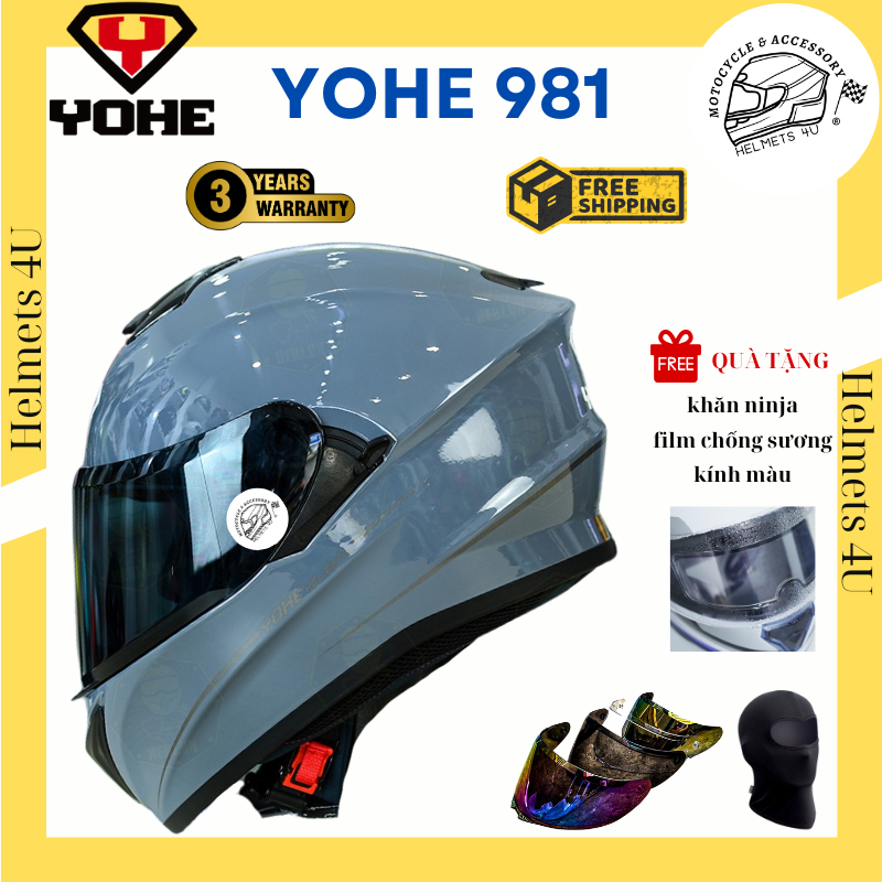 Mũ bảo hiểm fullface 2 kính YOHE 981 chính hãng tặng kèm kính màu ...