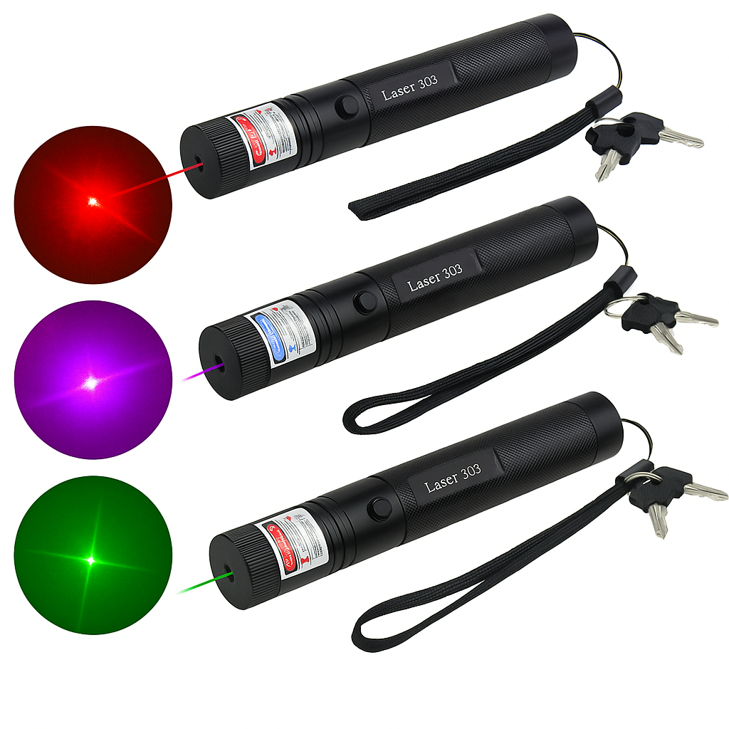 Đèn Pin Laser 303 & 009 Ánh Sáng Xanh Lá, Đỏ, Tím, Chiếu Xa Cực Mạnh ...