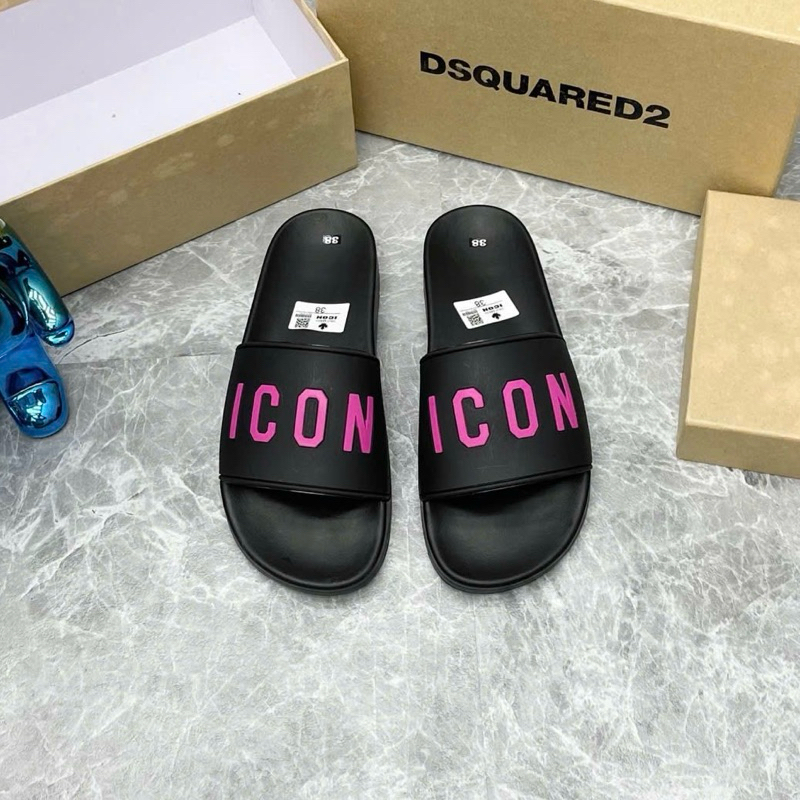 Dép lê nam quai ngang Dsq2 quai khắc chữ nổi icon hồng đế vân chìm d2 ...