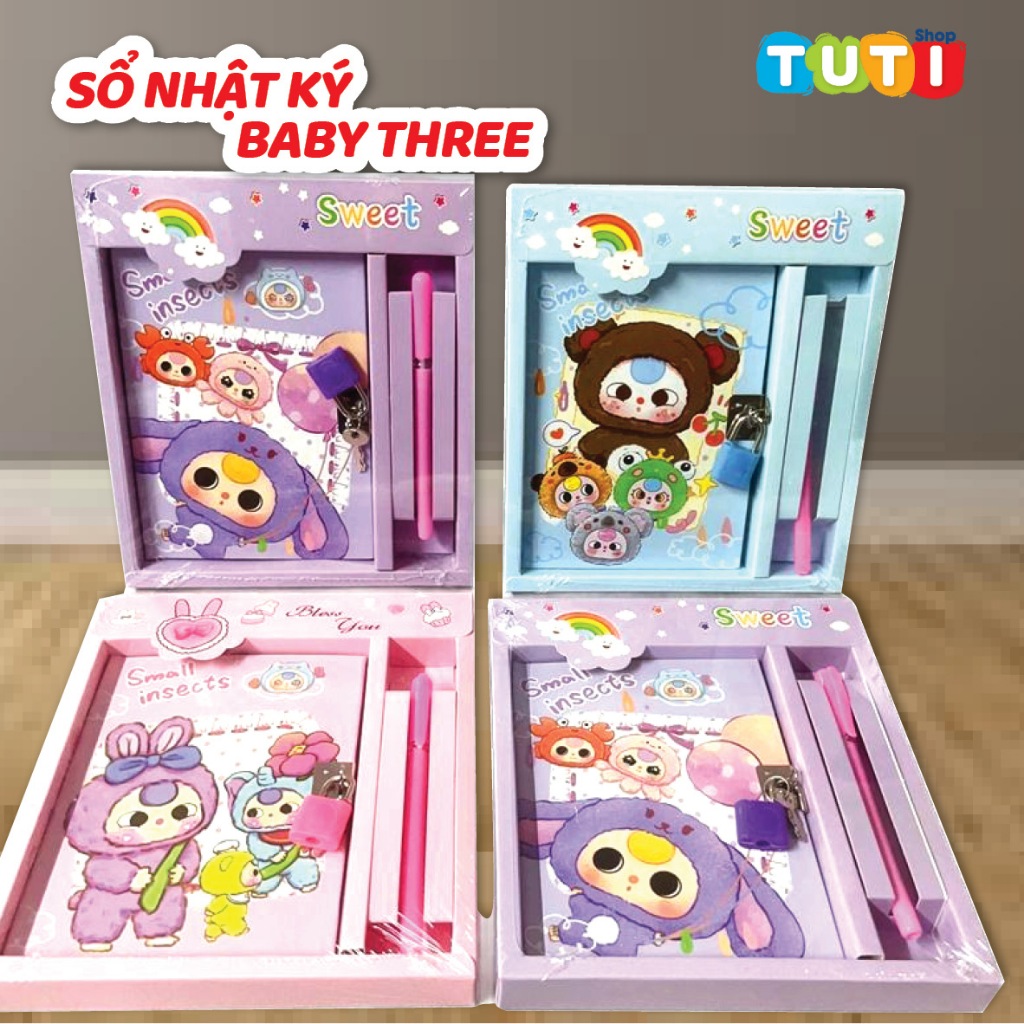 Sổ Nhật Ký, Sổ Baby Three, Sổ Tay Mini, Sổ Lò Xo A7 Baby Three Sticker ...