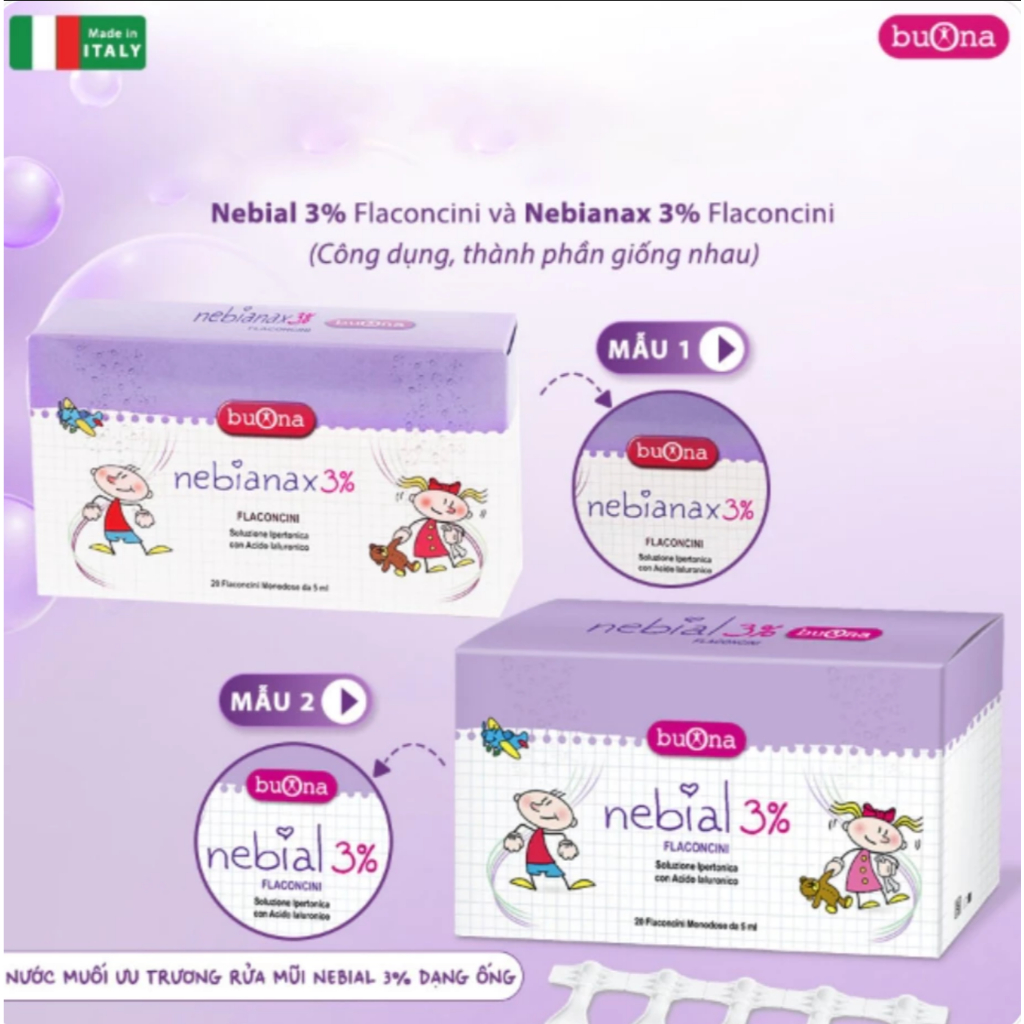 Buona Nebial/ Nebianax 3% Flaconcini, Dung Dịch Nhỏ Mũi Giảm Sổ Mũi ...