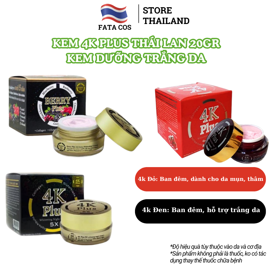 Kem 4K Plus Thái Lan, kem hỗ trợ dưỡng trắng da thái lan 20gr Fata Cos ...