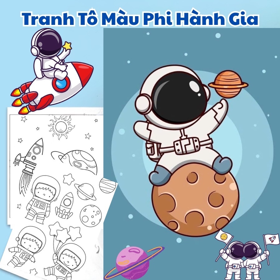 50 Tranh Tô Màu Hottrend Cho Bé Baby Three Kuromi Phi Hành Gia Capybara ...