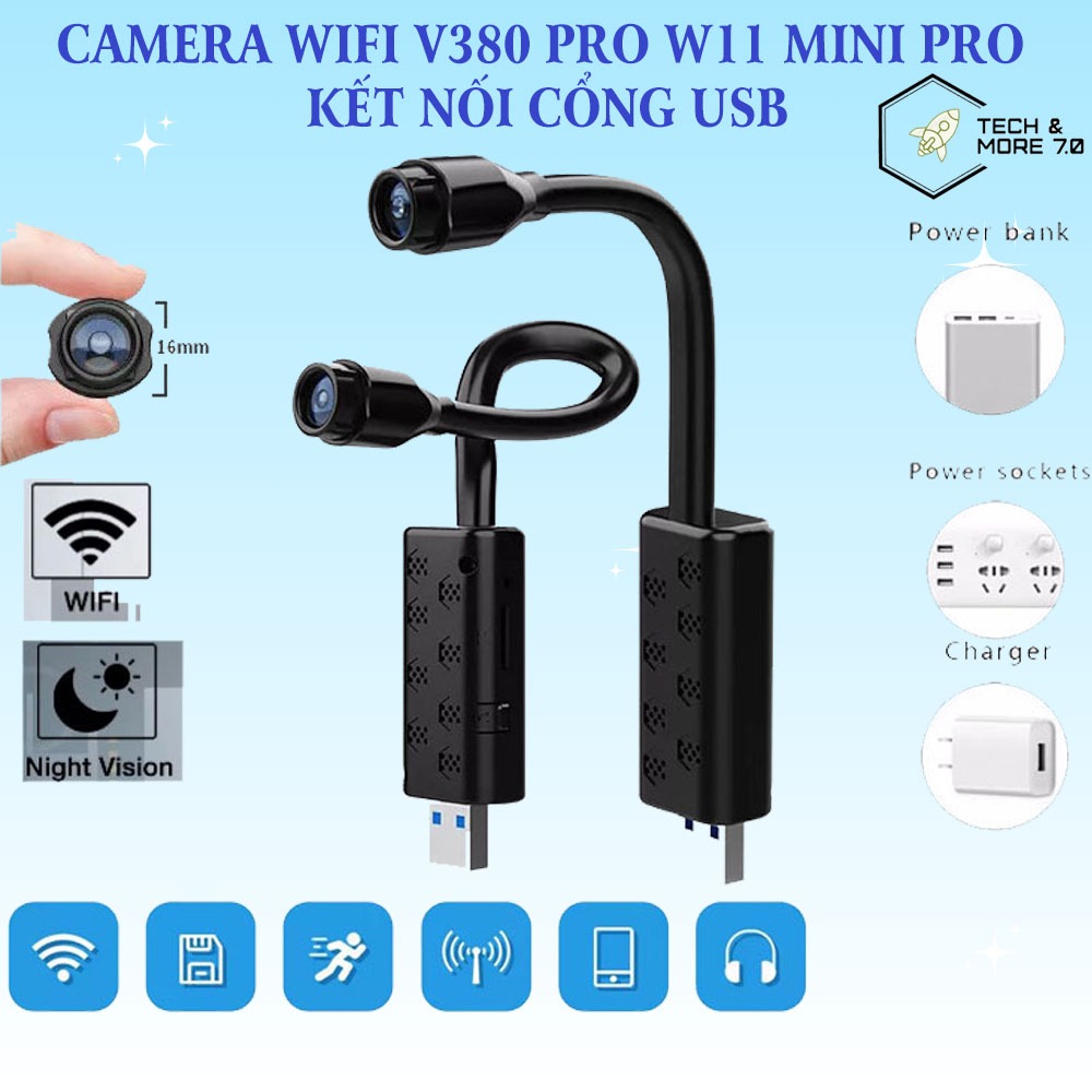 CAMERA WIFI V380 PRO W11 MINI PRO tích hợp wifi, thẻ nhớ ap KẾT NỐI ...