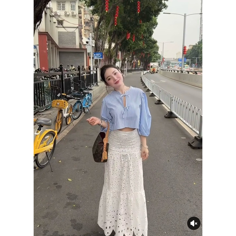 ORDER] chân váy trắng ren zara (video shop tự quay) | Shopee Việt Nam