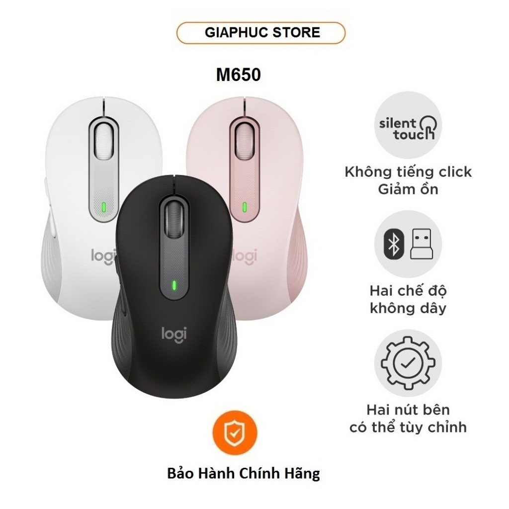 Chuột không dây bluetooth Logitech Signature M650 - SmartWheel, giảm ồn, tùy chỉnh các nút ...