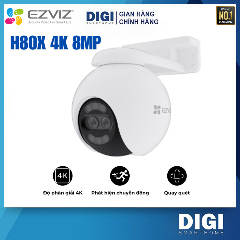 Camera Wifi EZVIZ H80X 4K 8MP, H8X 4MP, H8 PRO 3K 5MP Siêu Nét, Xoay 360 Độ Ngoài Trời, Đàm ...