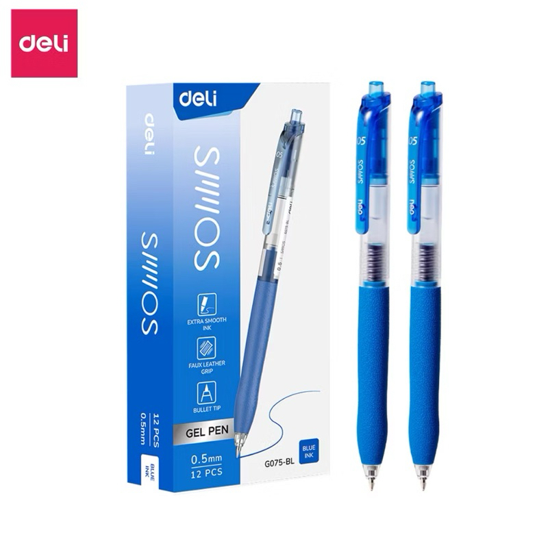 Bút Gel Bấm Deli G075 Ngòi 0.5mm Bút Bi Nước Mực Xanh/Đen/Đỏ Deli ...