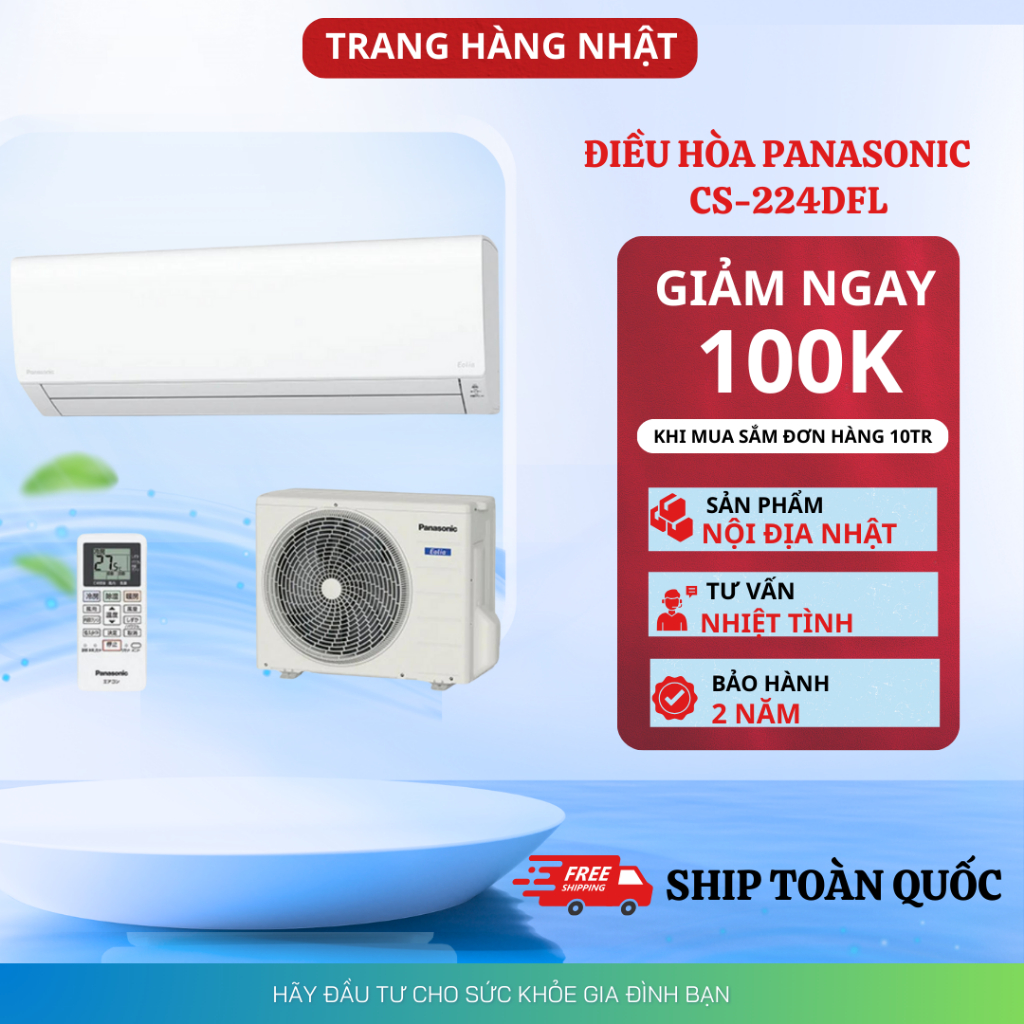 Điều hoà Panasonic CS-224DFL chống khô mũi khô da -tiết kiệm điện nội địa nhật mới 2024(9000BTU ...