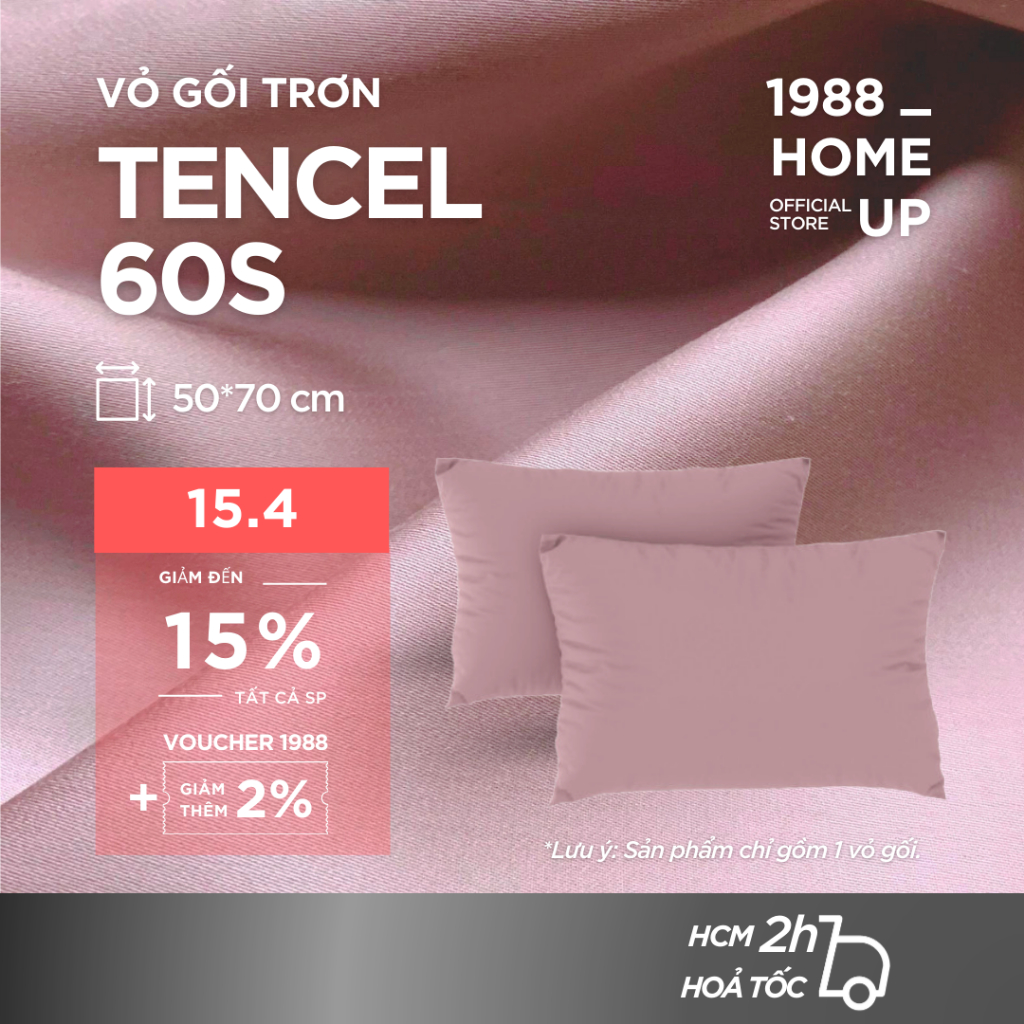 Vỏ Gối Nằm Trơn 100% Tencel 60S (Nhiều Màu) 50x70 Cm - 1988 Home Up, Áo ...