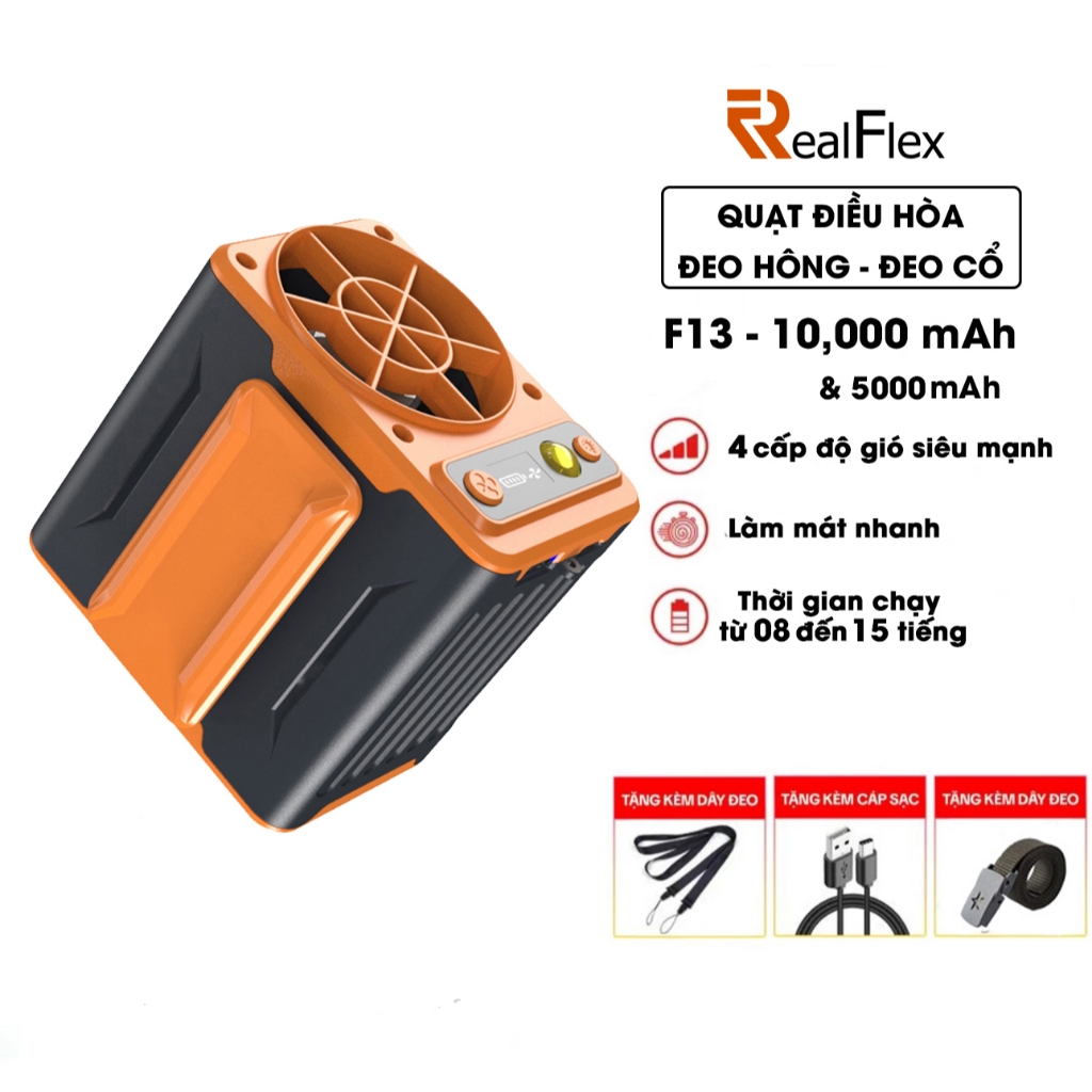 Quạt Mini F13 công suất lớn, Dung lượng Pin 10.000mah tốc độ gió mạnh ...