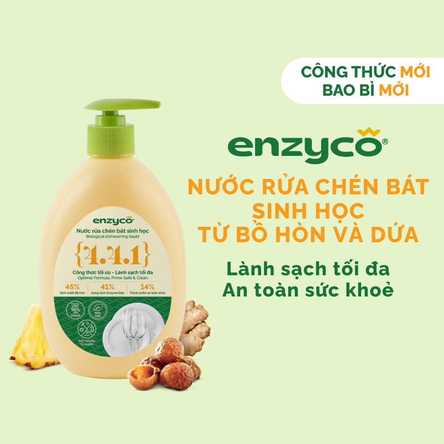 Nước Rửa Chén Sinh Học ENZYCO 465ML - Chiết xuất Bồ hòn và Enzyme Dứa ...