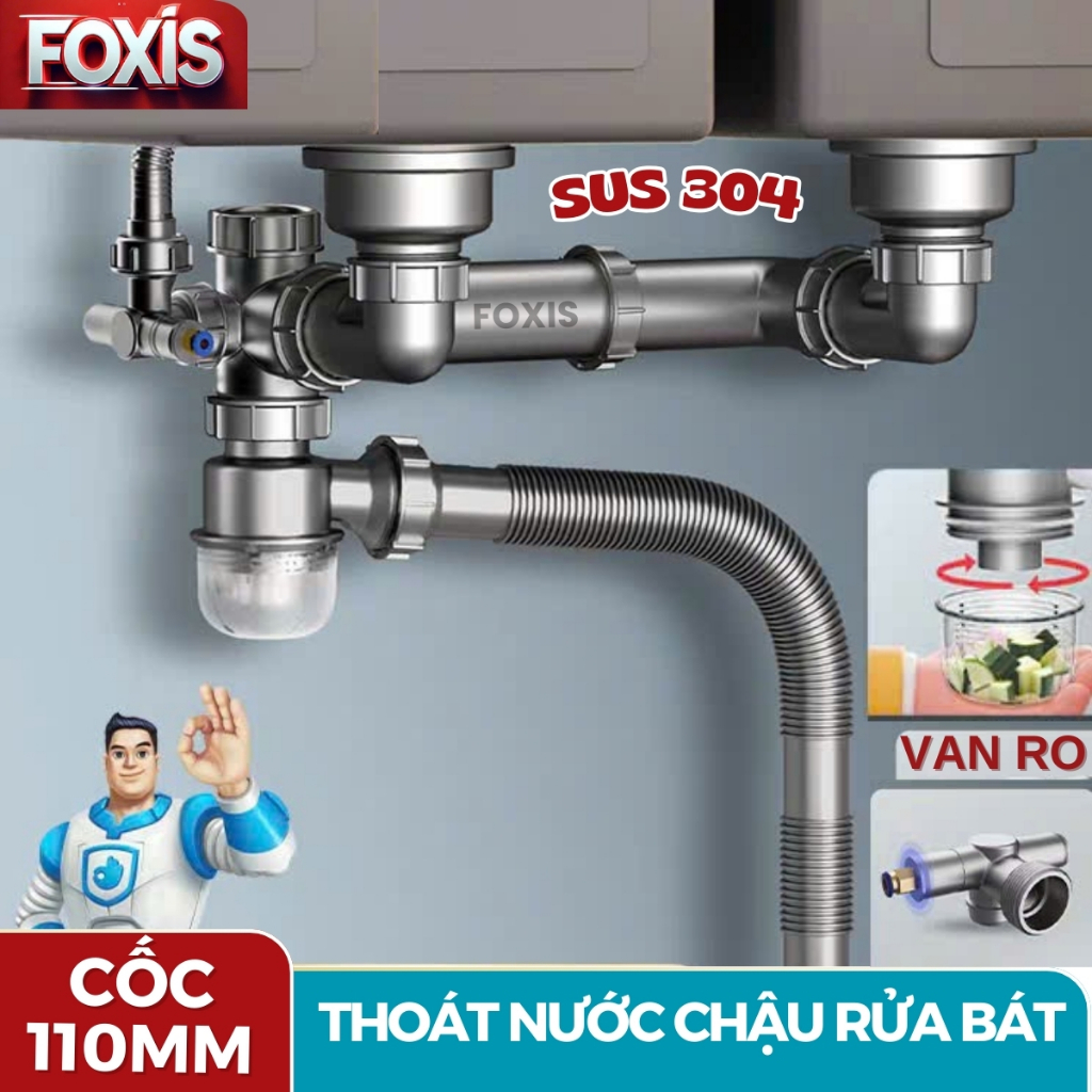 Xiphong Thoát Nước Chậu Rửa Bát 2 Hộc XP50N, Cốc Cao 8cm - Tiết Kiệm ...