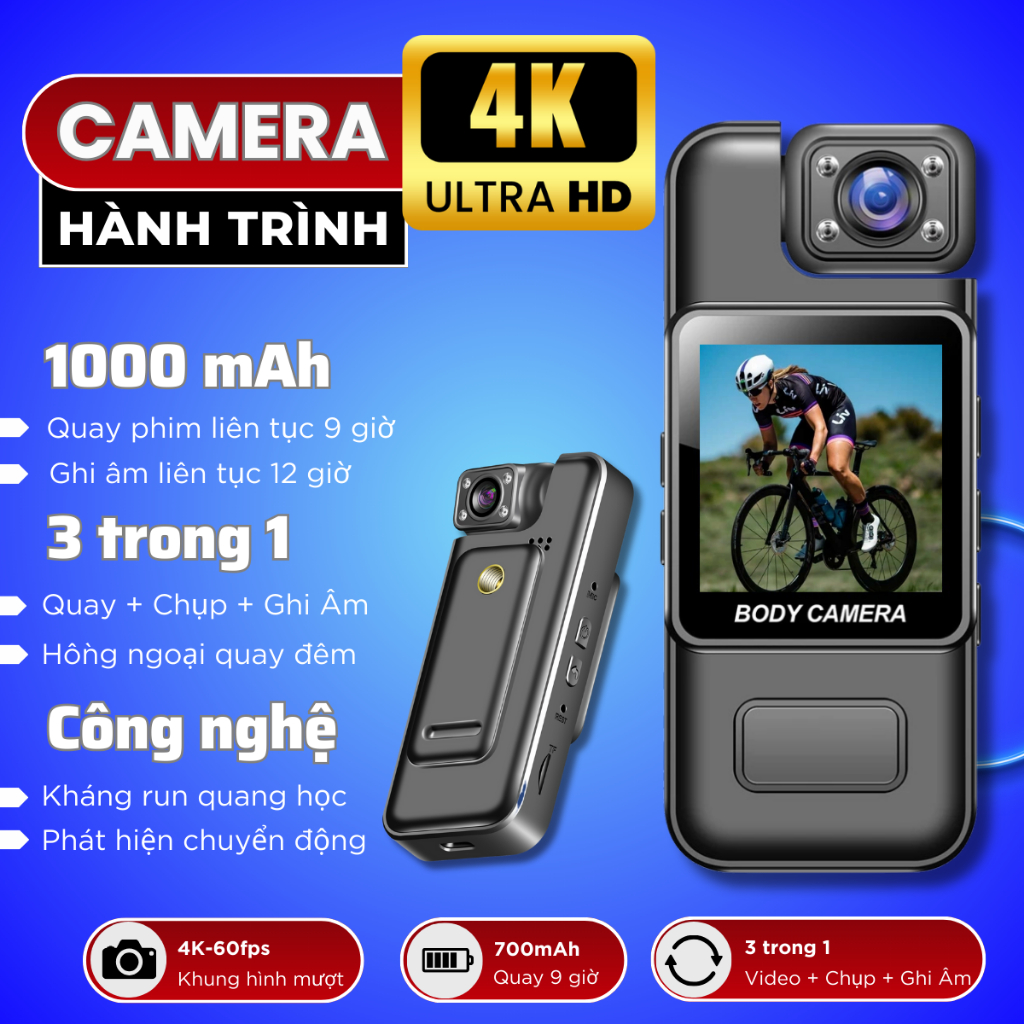 Camera Quay Phim 4K-60fps, Máy Quay Kỹ Thuật Số Nhỏ Gọn Chống Rung ...