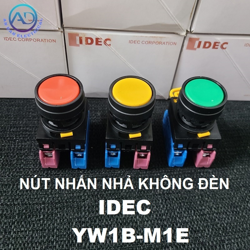 Nút nhấn nhả không đèn IDEC YW1B-M1E, Nút ấn đề D22, Tiếp điểm phụ YW-E10 (NO), YW-E01 (NC ...