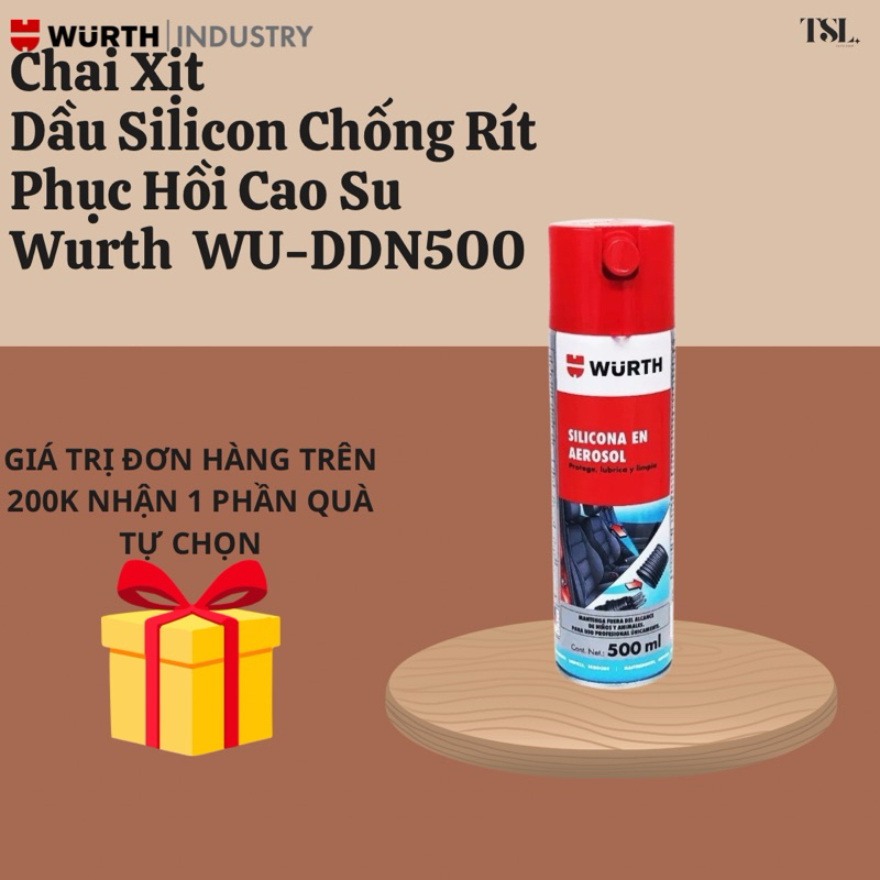 Chai xịt Wurth Silicone Spray – Làm trơn ron kính, roăng cửa, chốt cửa ...