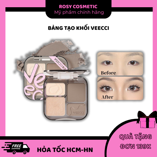 [HỎA TỐC VEECCI] Bảng Phấn Tạo Khối 3D Veecci 4 ô Bắt Sáng Highlight ...