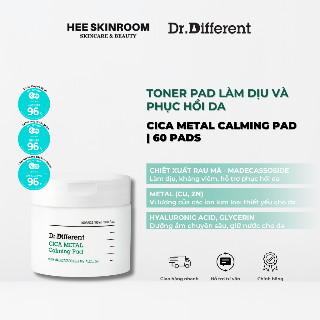 Toner Pad Làm Dịu Và Phục Hồi Da Dr Different Cica Metal Calming Pad 60 Miếng - HEE SKINROOM ...